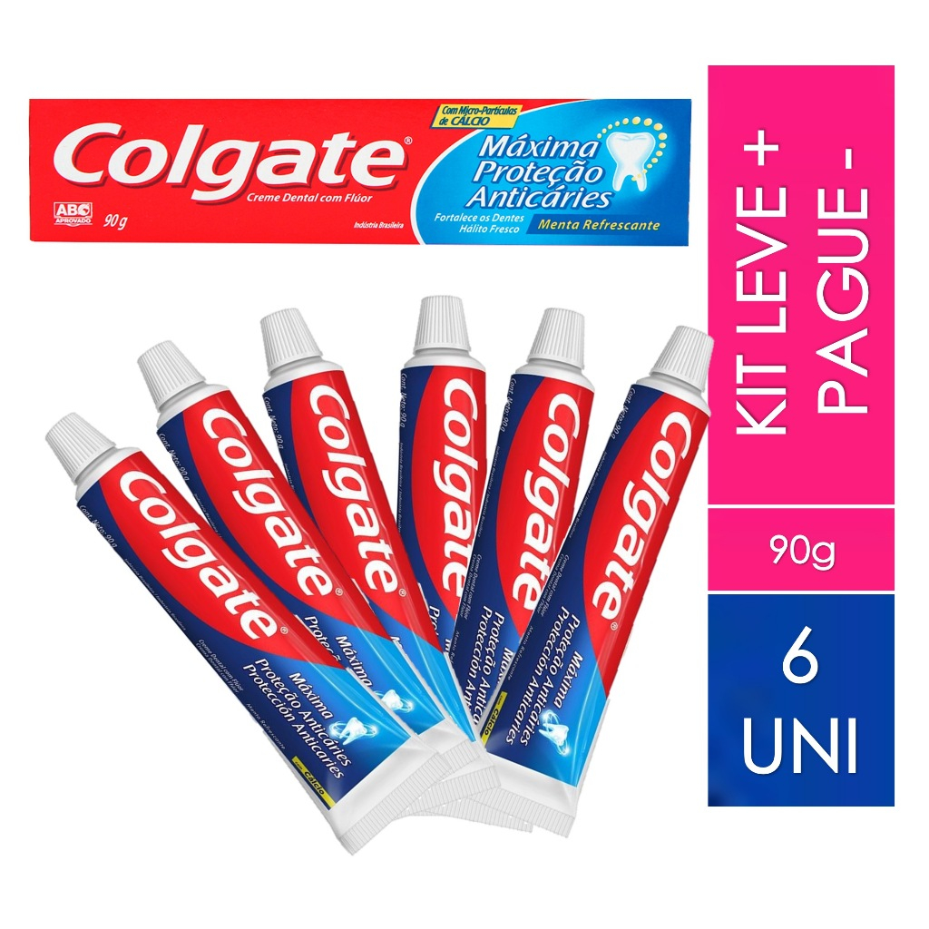 Kit 6 Pastas de Dente COLGATE GRANDE 90g - KIT FAMÍLIA | Shopee Brasil