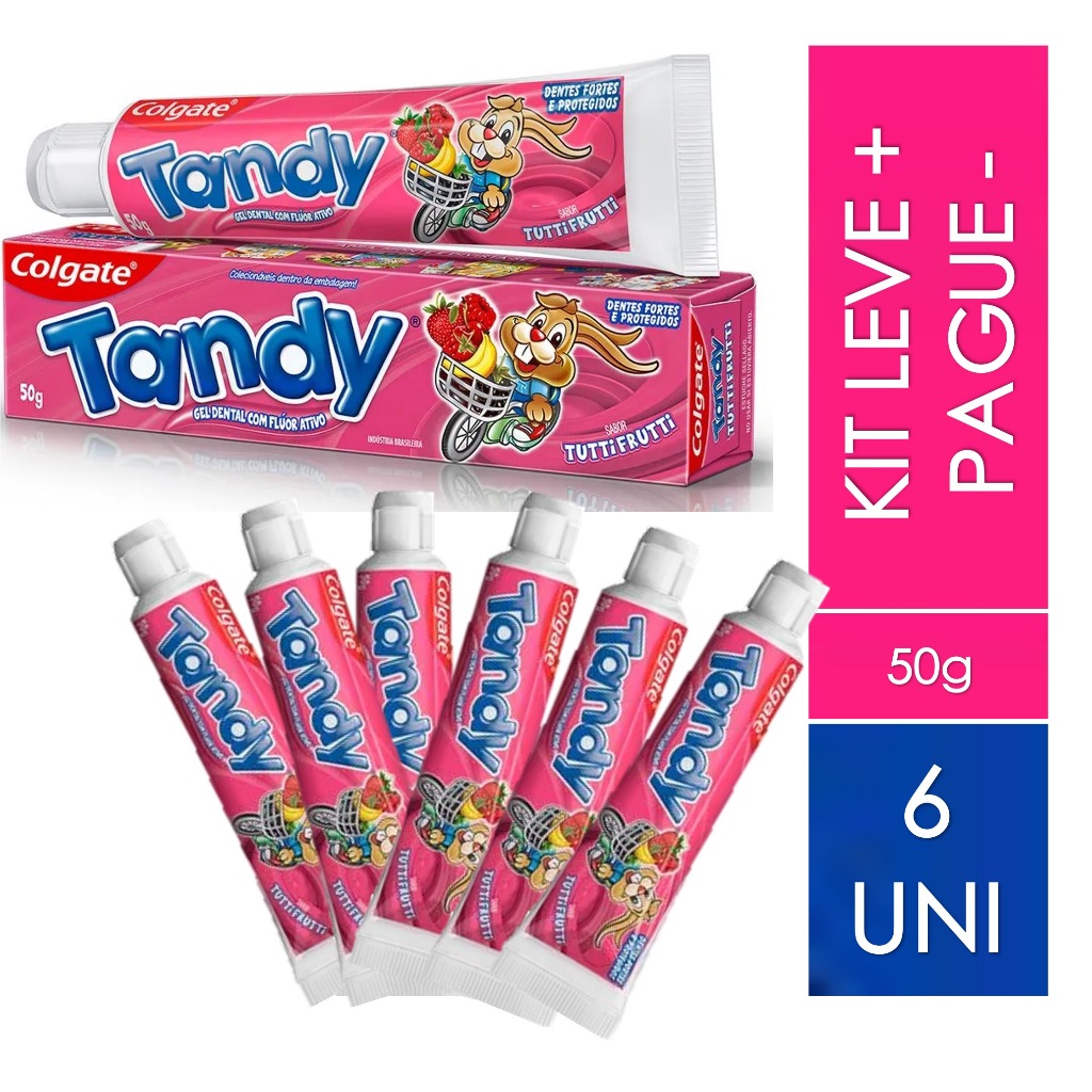 Kit 6 Pastas de Dente, Creme Dental Infantil Colgate Tandy Tutti Frutti ...
