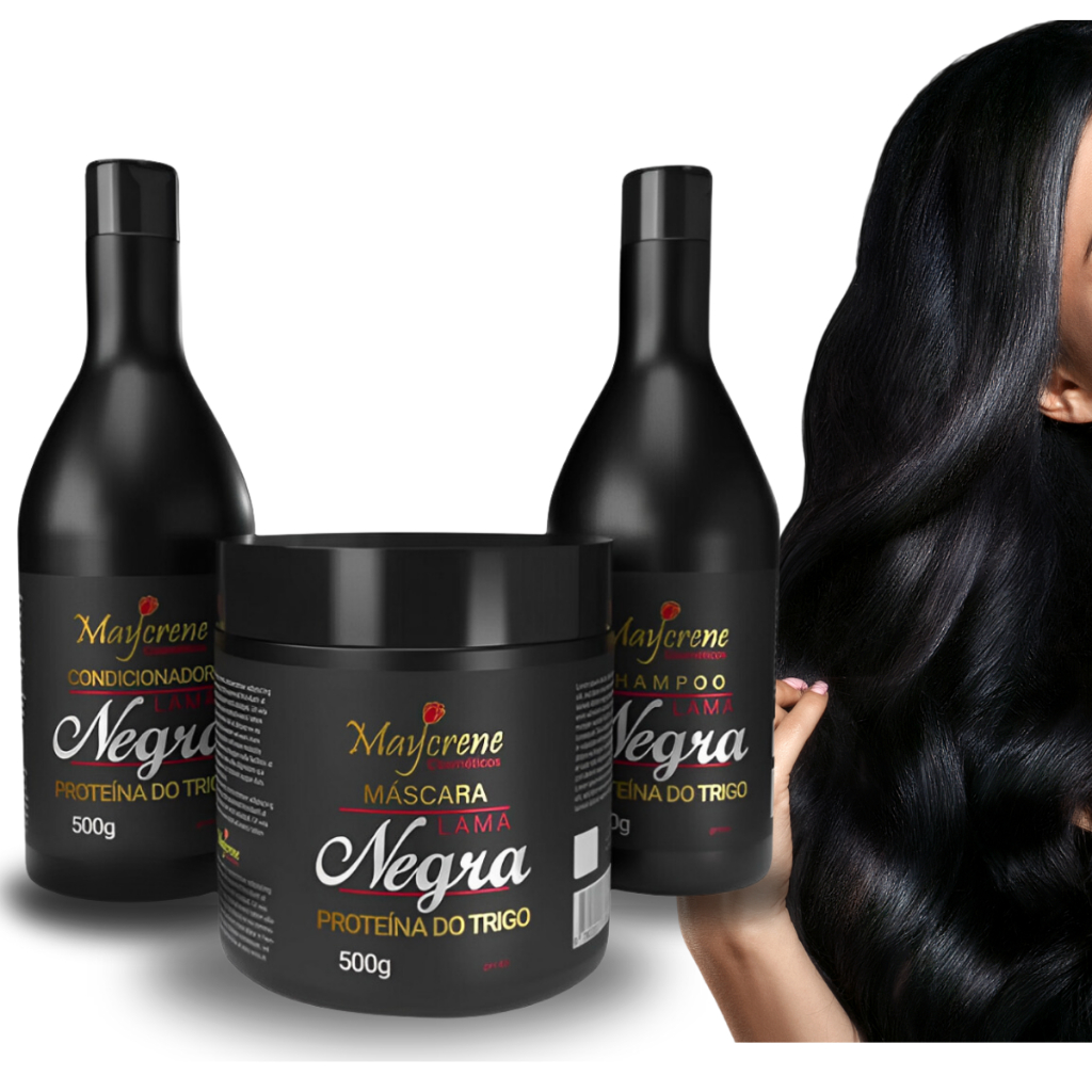 Kit Lama Negra Ativador Tons Escuros Maycrene: Shampoo + Condicionador + Mascara | Shopee Brasil