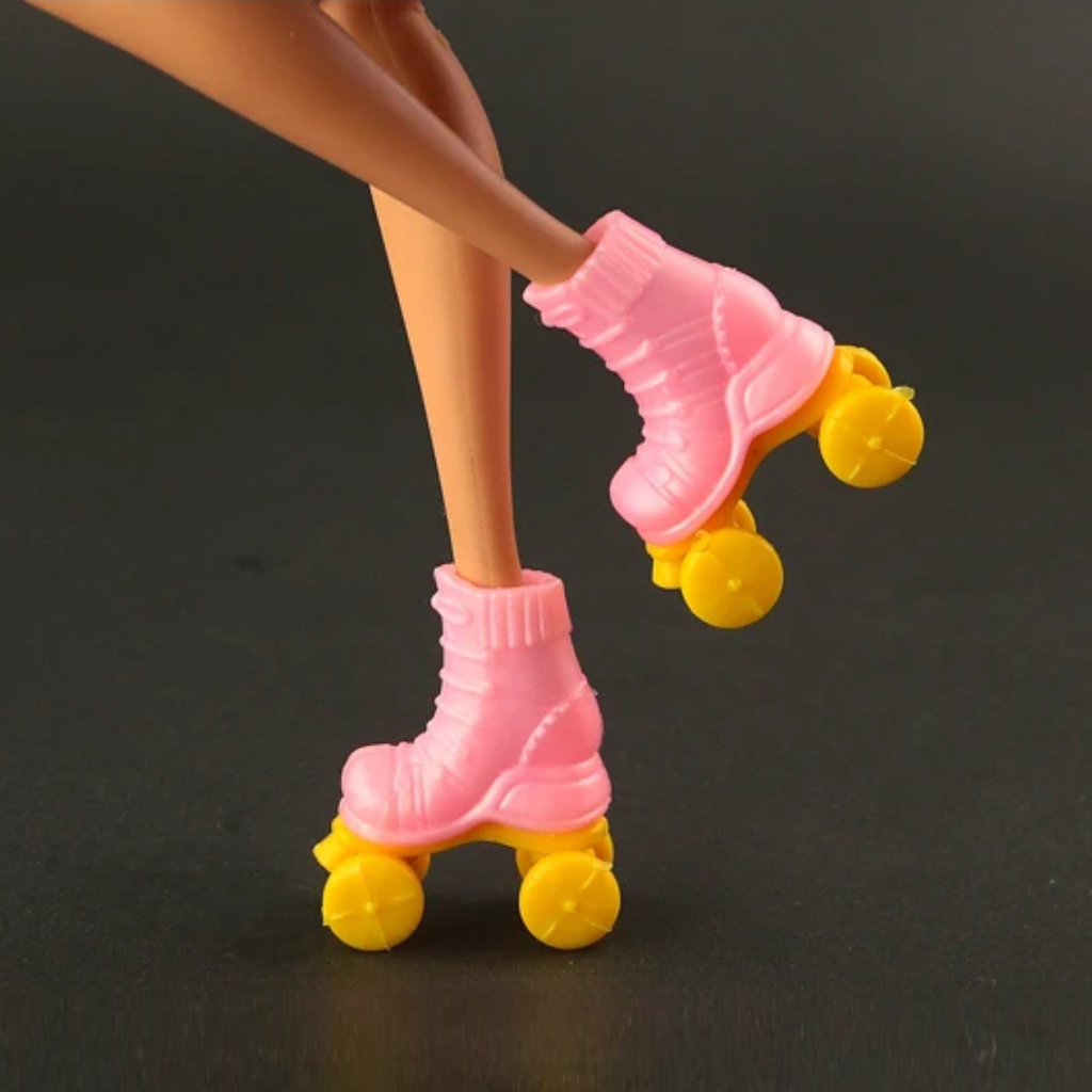 Patins Para Boneca Barbie Roller Rosa e Amarelo Patinação Esporte ...