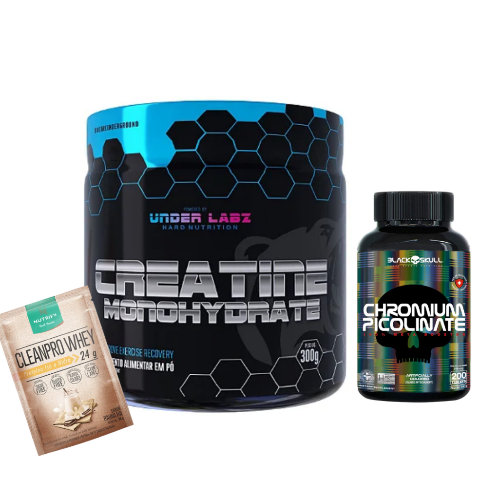 Creatine Monohydrate - Creatina - 300g - Under Labz + Chromium Picolinate - 200 Tabs - Black ...