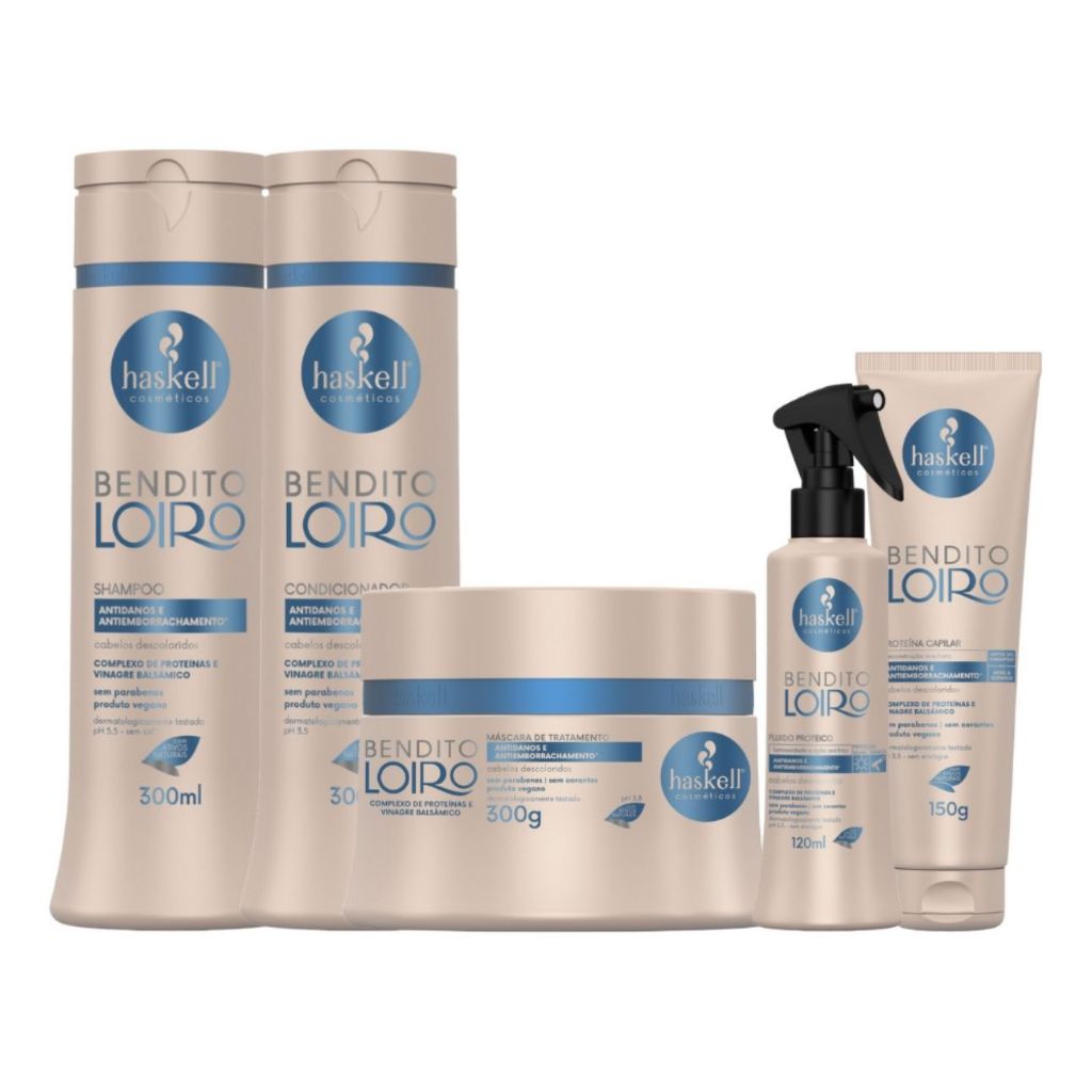 Kit Bendito Loiro Sh Cond Masc Fluido Proteina 300ml Haskell | Shopee Brasil