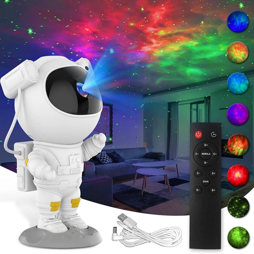 Luminaria Led Projetor De Luz Astronauta Galaxy Nebuloso HX618 | Shopee ...