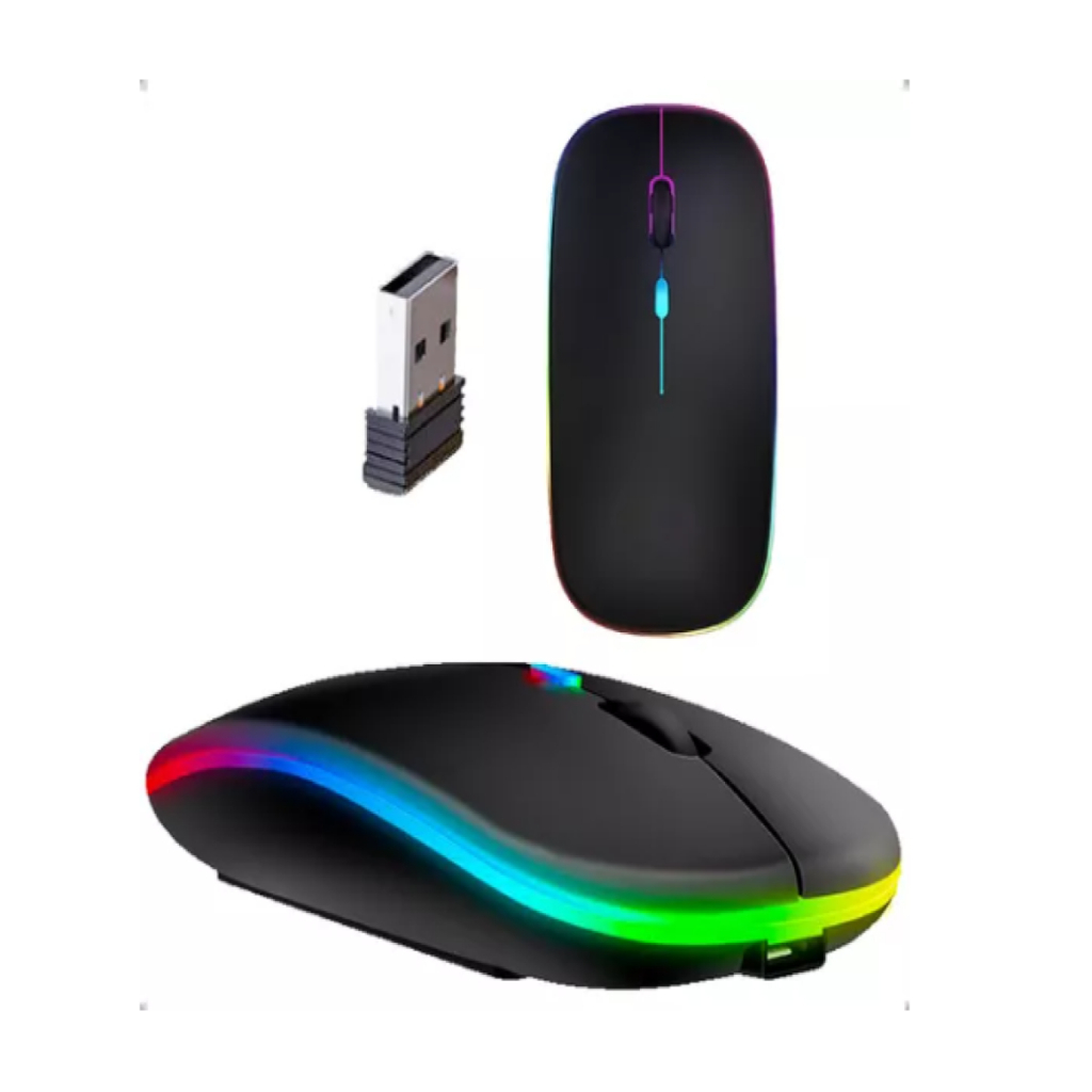 Mouse Sem Fio Recarregável Wireles Optico Led Rgb Ergonômico | Shopee Brasil