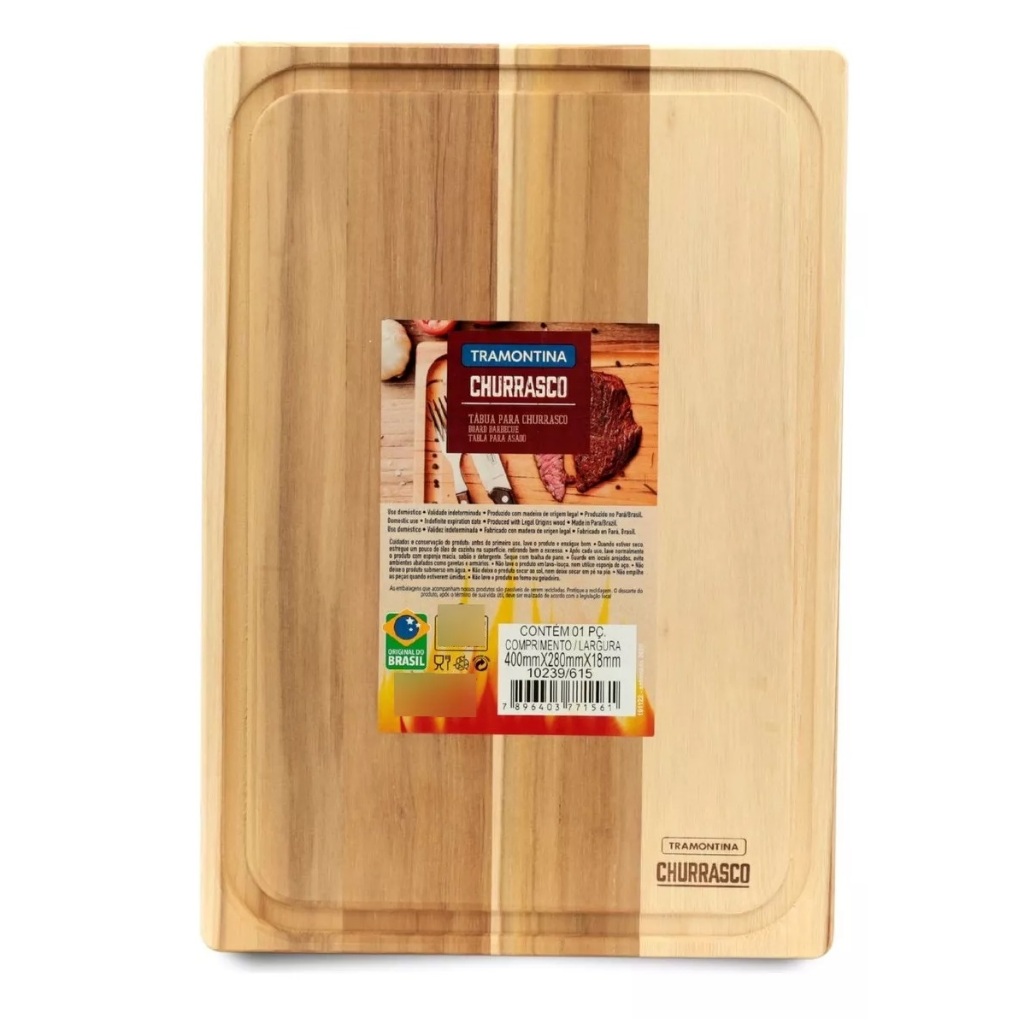 Tábua Para Churrasco 40x28cm Tramontina Retangular Grande Em Madeira ...