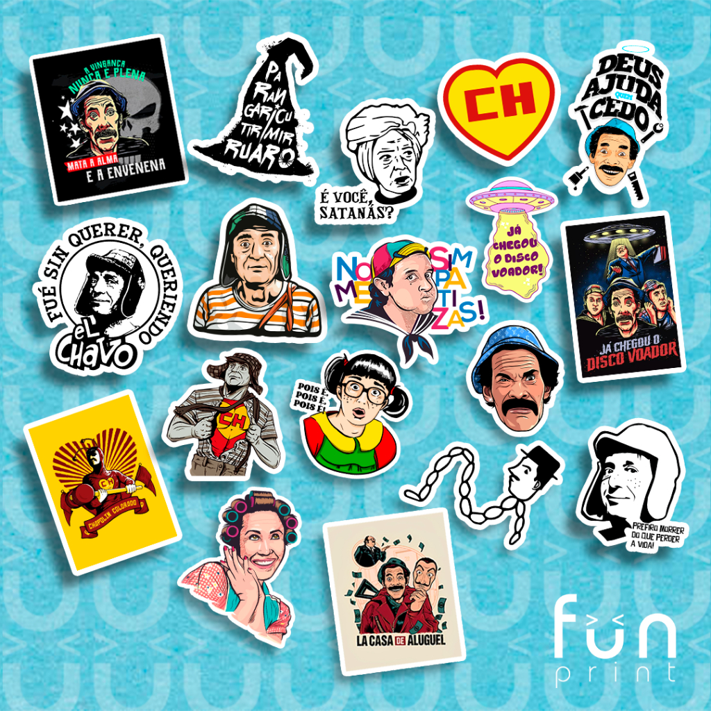 Pack com 18 Adesivos tipo Stickers Diversos - Chaves e Chapolin ...