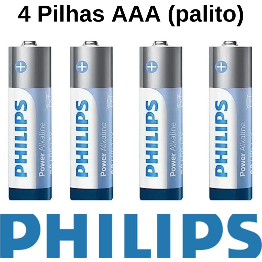 Pilhas AAA (Palito) OU AA (Pequena) Philips - alcalina | Shopee Brasil