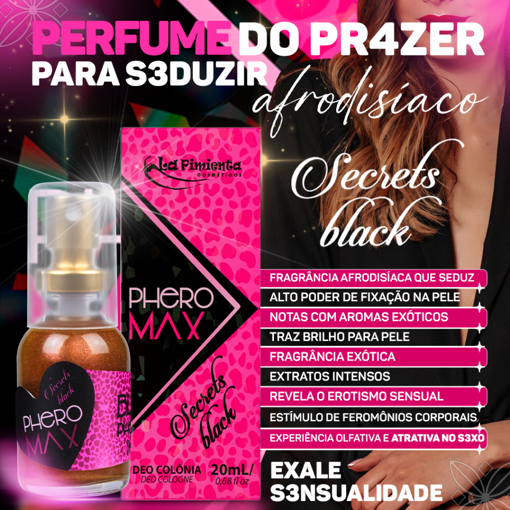 Perfume Afrodisíaco Feminino PARA ATRAÇÃO PHERO-MAX SECRETS BLACK ...