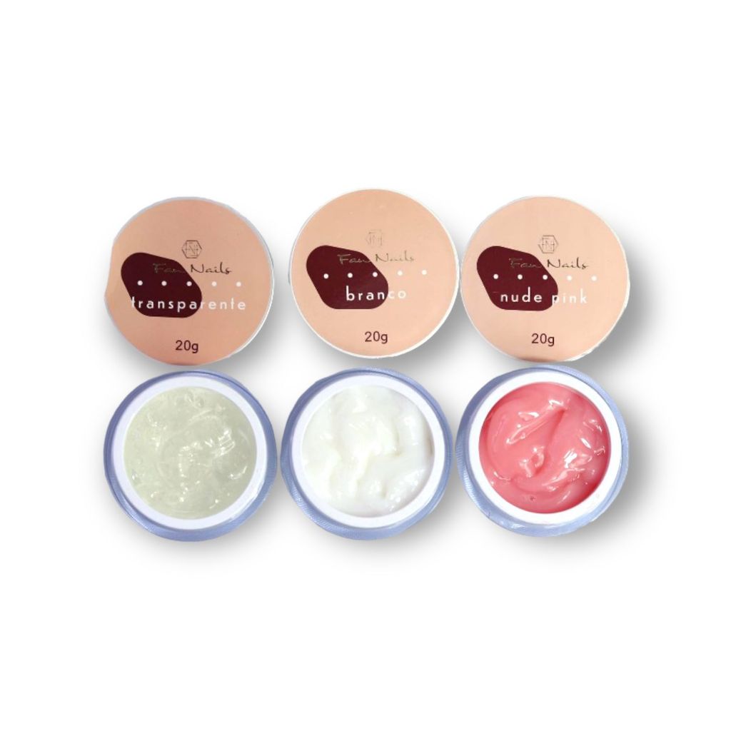 Gel Solido Fan Nails 20g Nude Pink, Branco e Transparente 20g | Shopee ...