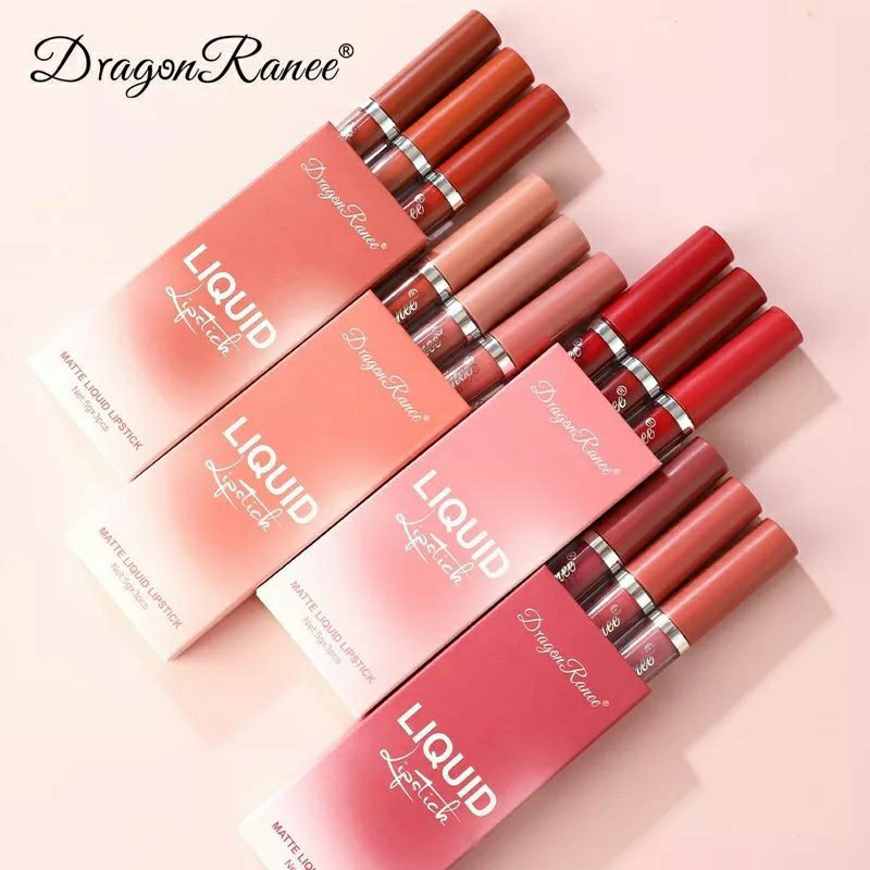 kit c/3 pçs batom Lip Gloss Matte A prova D'água Dragon Ranee | Shopee ...