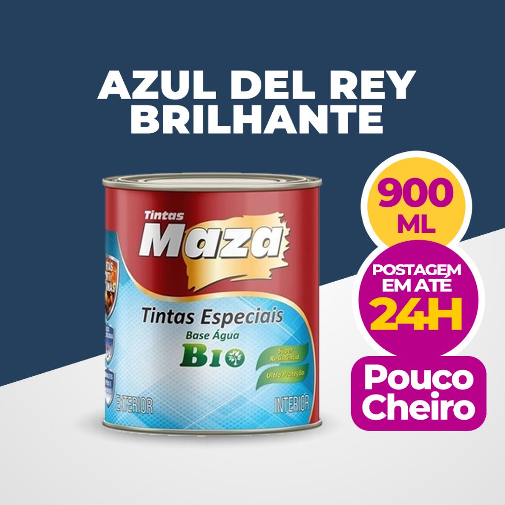 Tinta Esmalte A Base de água Brilhante Cor Azul Del Rey Maza 900ML ...