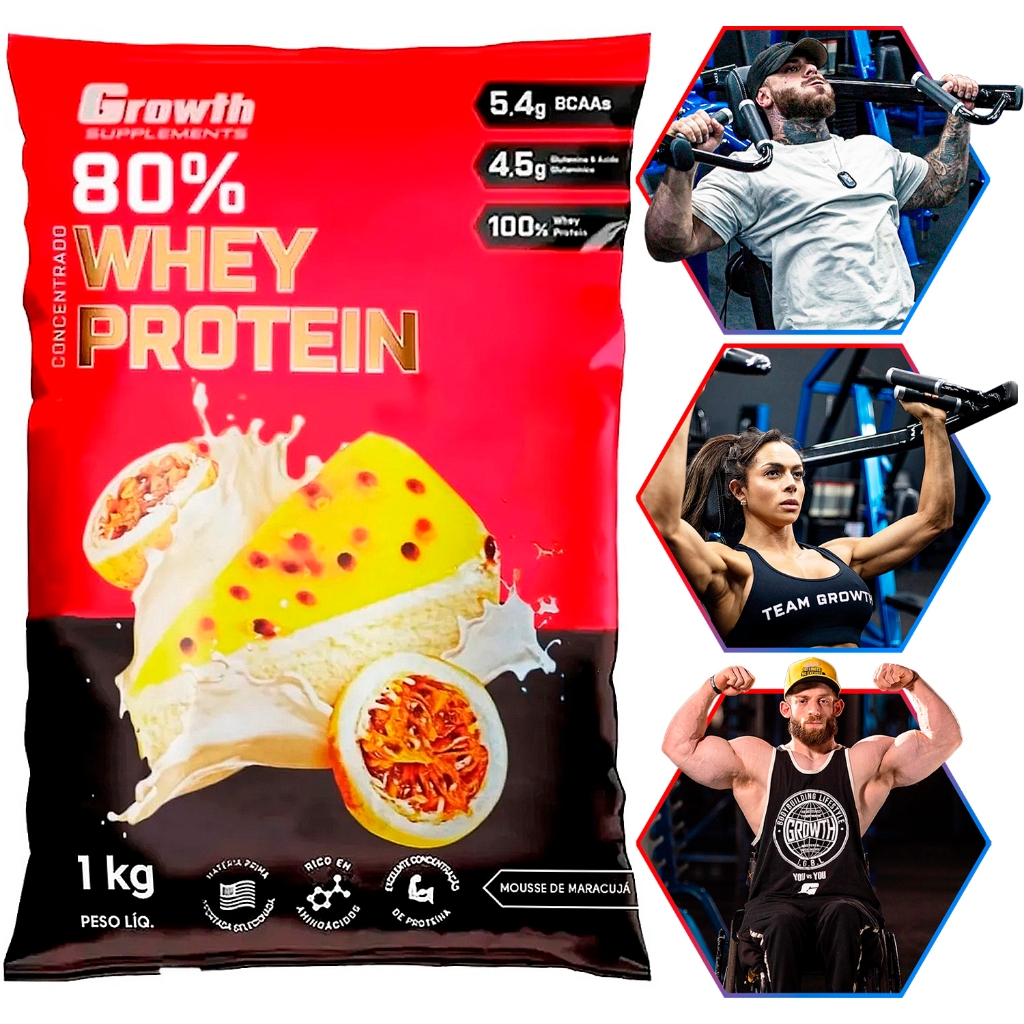 Whey Protein Mousse De Maracujá 80 Proteína Concentrado 1kg Growth
