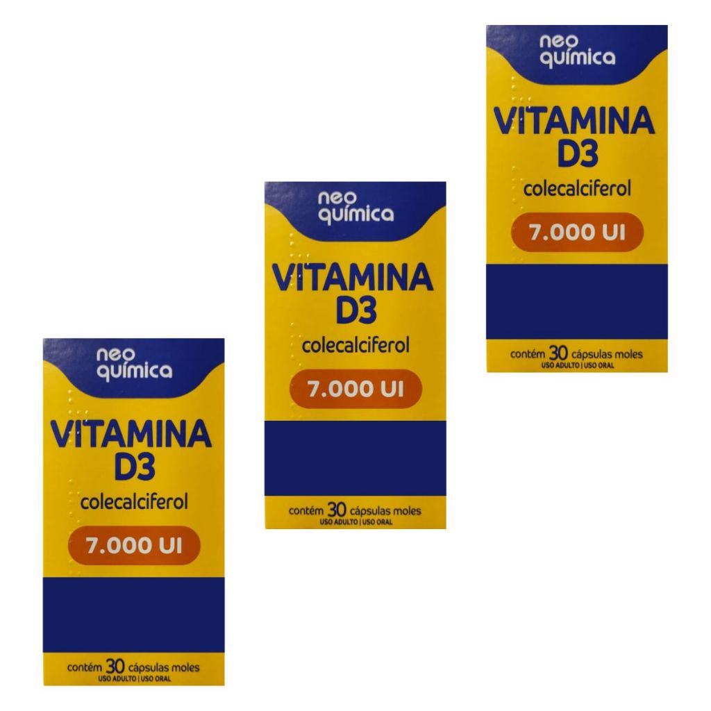 Kit 3 Caixas vitamina D3 7.000ui 30 CAPSULAS MOLES COLECALCIFEROL ...