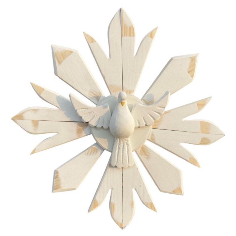 Divino Espírito Santo Resplendor Madeira Branca - 40cm | Shopee Brasil