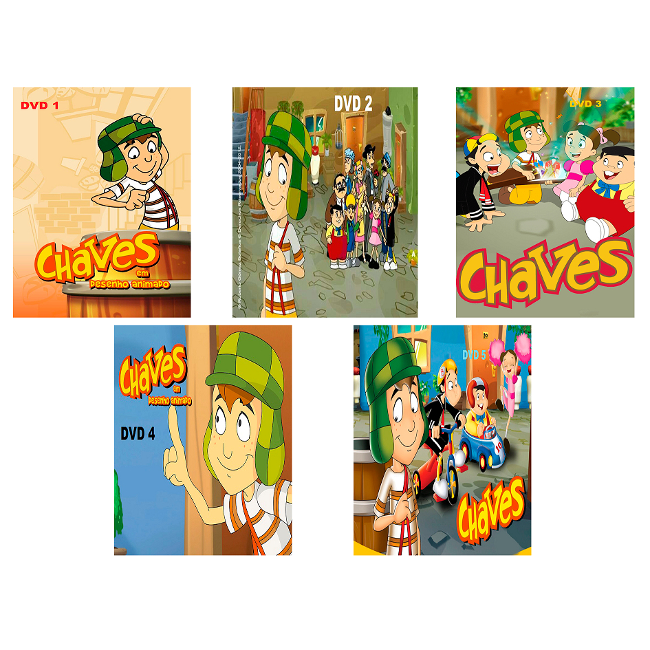 Chaves em Desenho Dublado 100 epísodios em 5 DVDs | Shopee Brasil