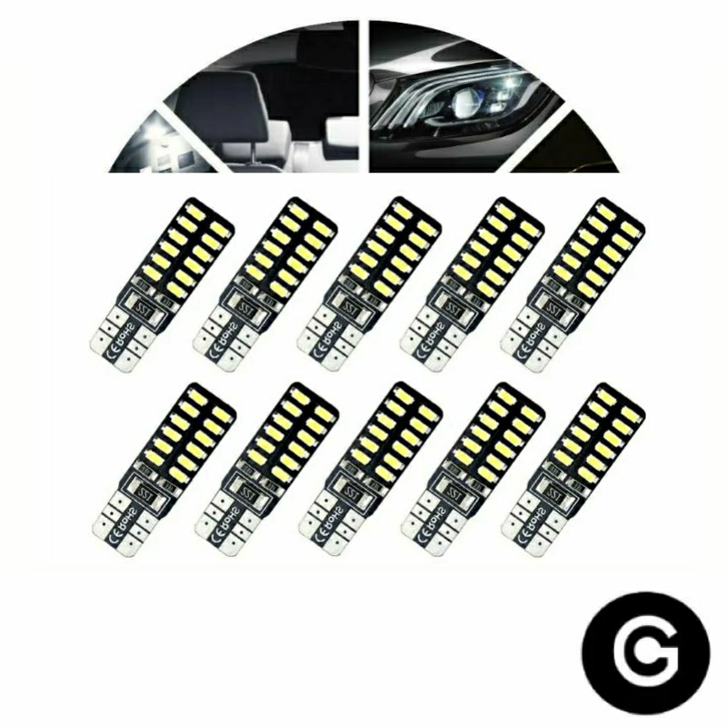 10x Lâmpadas Canceller LED T10 Pingo 24 LEDs 12V Luz Branca | Shopee Brasil