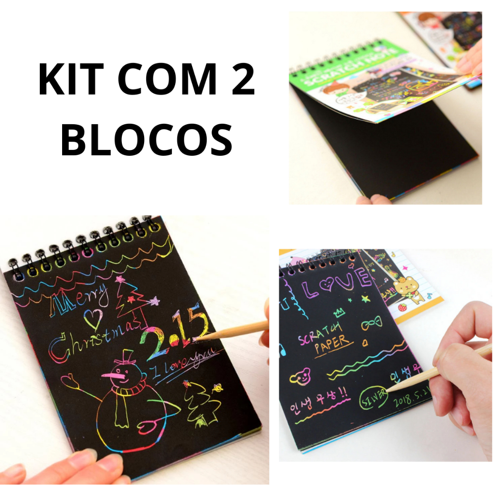 2 Blocos De Desenhos Scratch Book 10 Folhas 14x20cm | Shopee Brasil