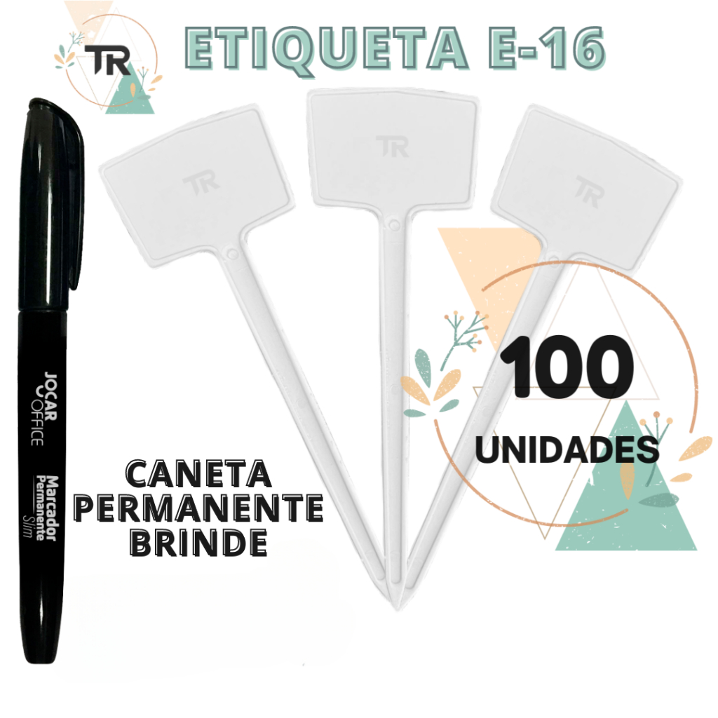 Kit 100 Unidades Plaquinha De Identificação de Plantas E-16 (16cm de ...