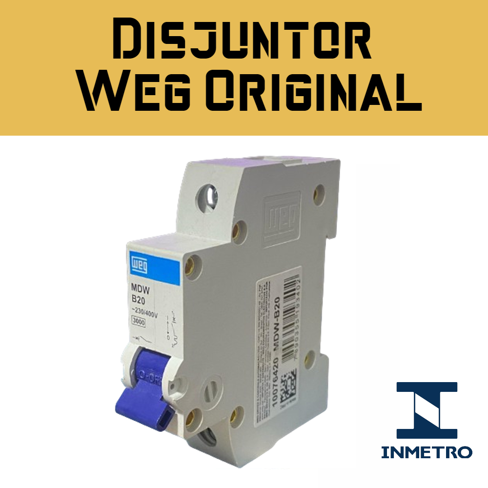 Disjuntor Monopolar 20A Curva C Weg C20 Mini DIN 5kA MDW Original | Shopee Brasil