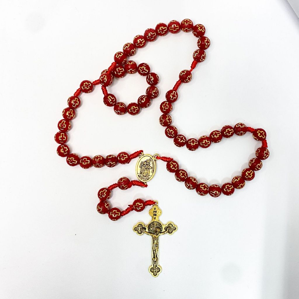 Kit 3 conjunto Terço religioso crucifixo N.S.A/S.C dourado devoção ...