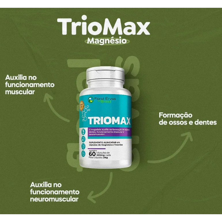 Magnésio Treonato 500mg 60 cápsulas Treonina Dimalato Quelato Cloreto - Triomax Concentrado ...