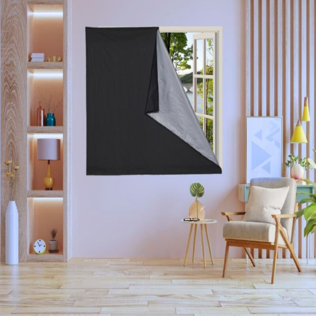 Cortina Painel Blackout PVC com Velcro Autocolante para Sala Quarto e ...