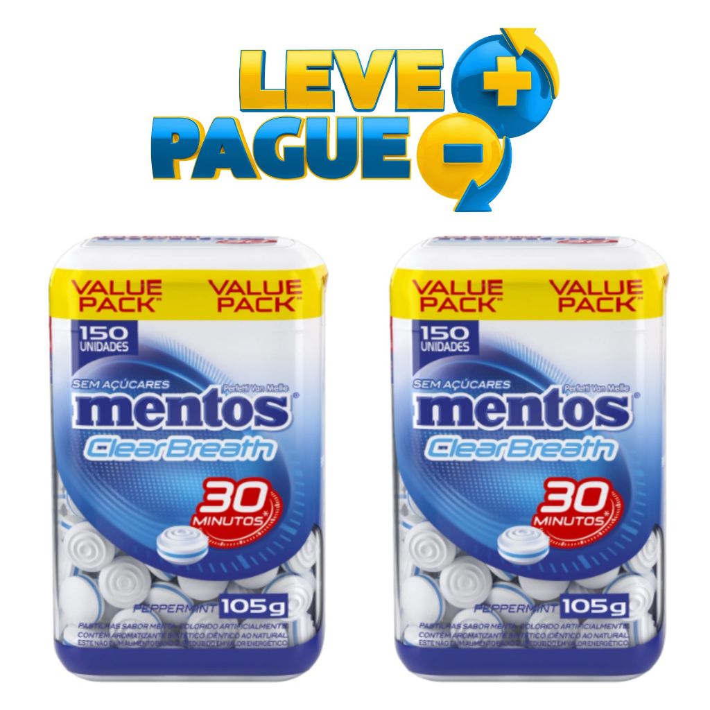 2X Mentos Clear Breath Potão Peppermint Mentos Potão Clearbreath Mentos ...