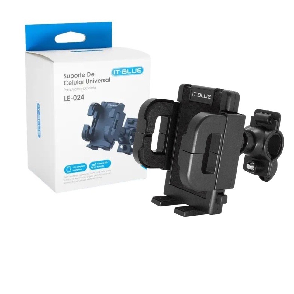 SUPORTE UNIVERSAL DE CELULAR PARA BICICLETA E MOTO IT BLUE LE 024 | Shopee Brasil