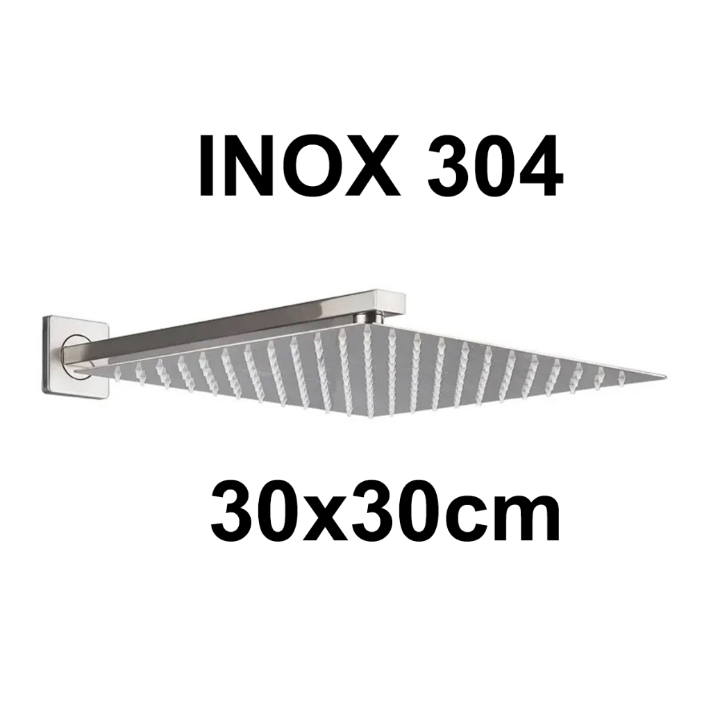 Ducha Chuveiro Inox 304 Luxo 144 Furos de Silicone Com Braço 40CM ...