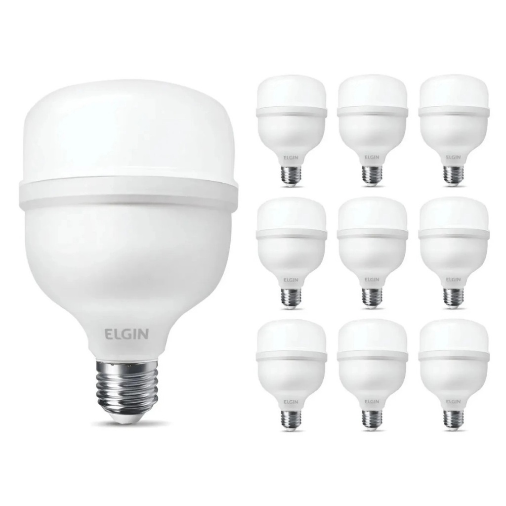 Kit 10 Lâmpadas Super Bulbo Alta Potência Led 20w 6500k - Elgin | Shopee Brasil