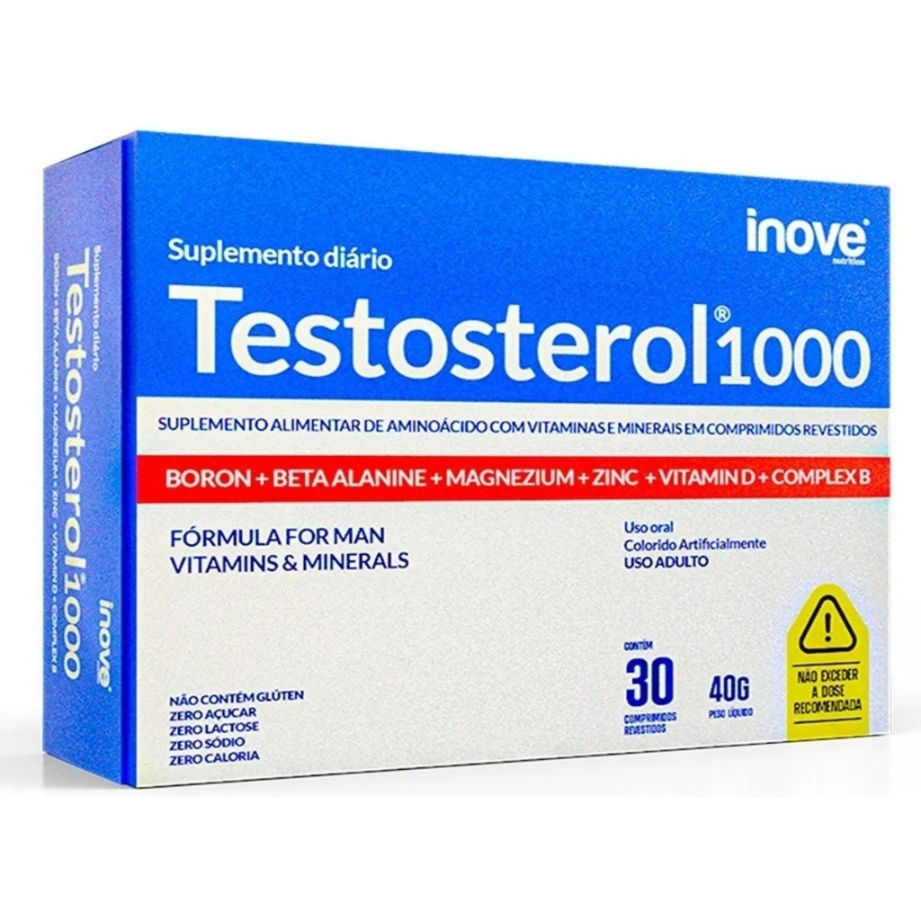 Testosterol 1000 - 30 Comprimidos - Suplemento para Ativação do ...
