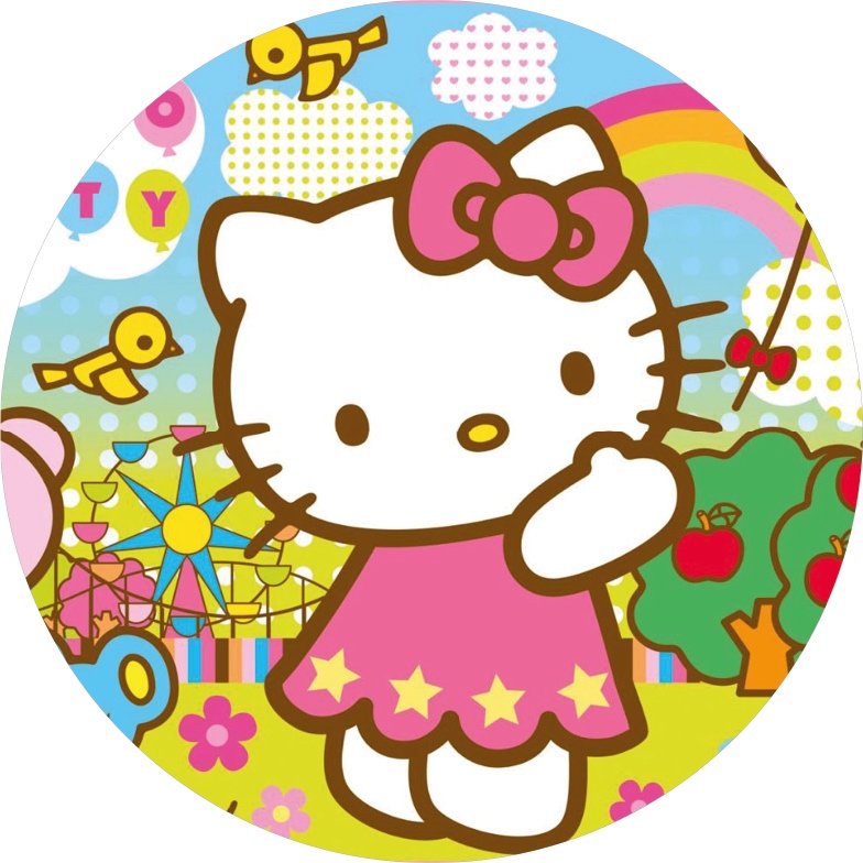 Painel de Festa Redondo Hello Kitty em Tecido Sublimado 3D C/elástico ...