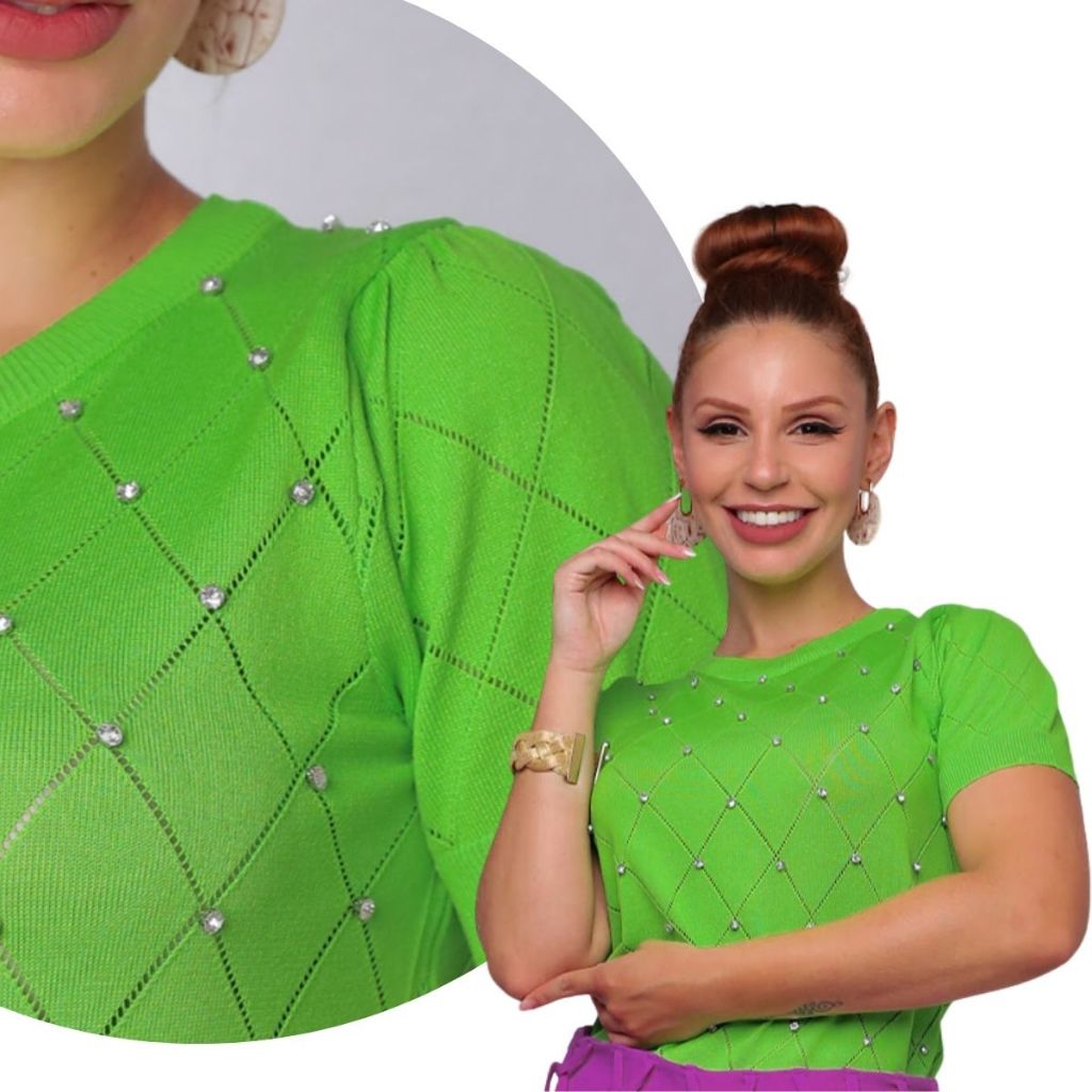 Modal Feminina Malha c/ Strass Moda Primavera Verao M.L.8017 | Shopee ...