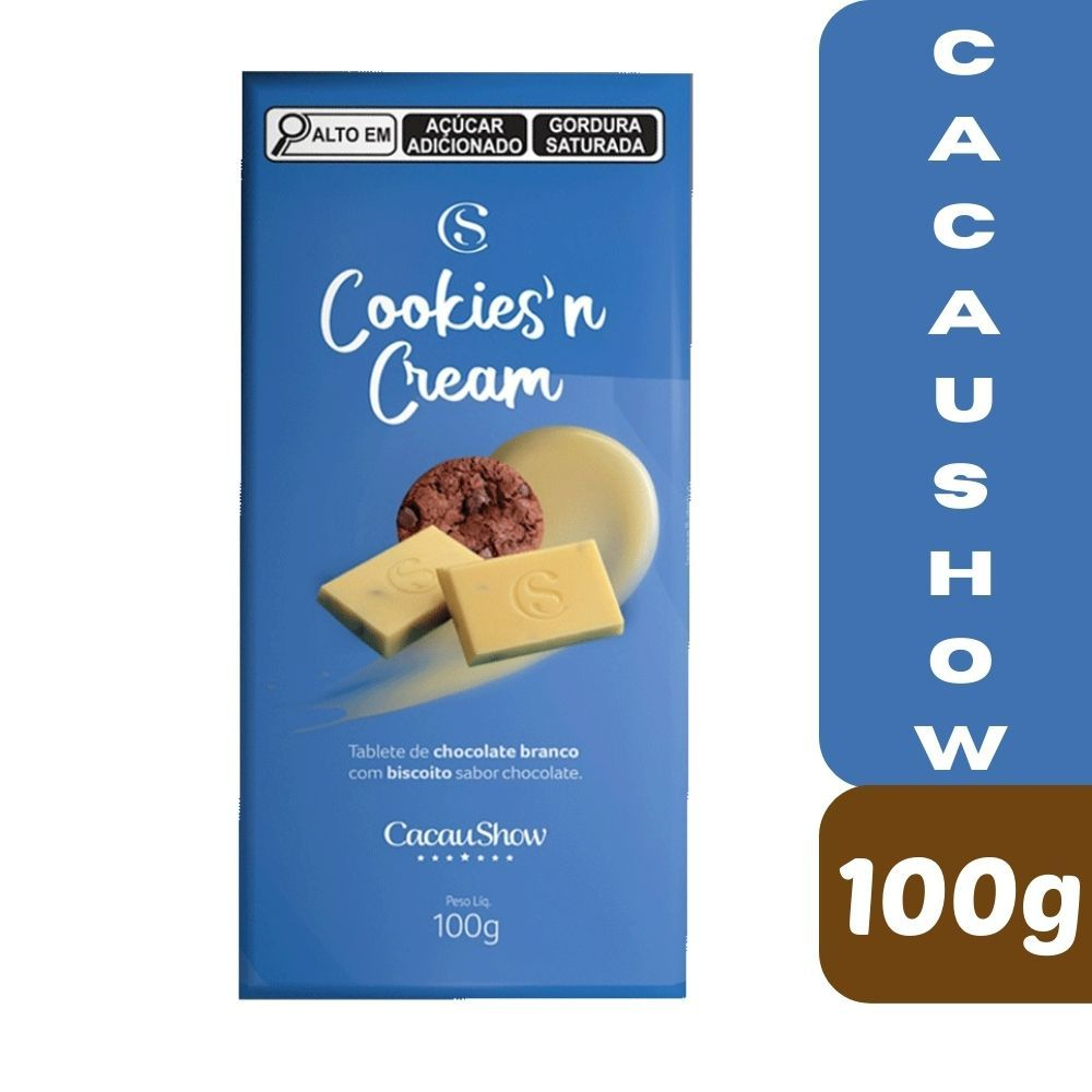 Tablete Chocolate Cacau Show 'Cookies'n Cream' - 100g | Shopee Brasil