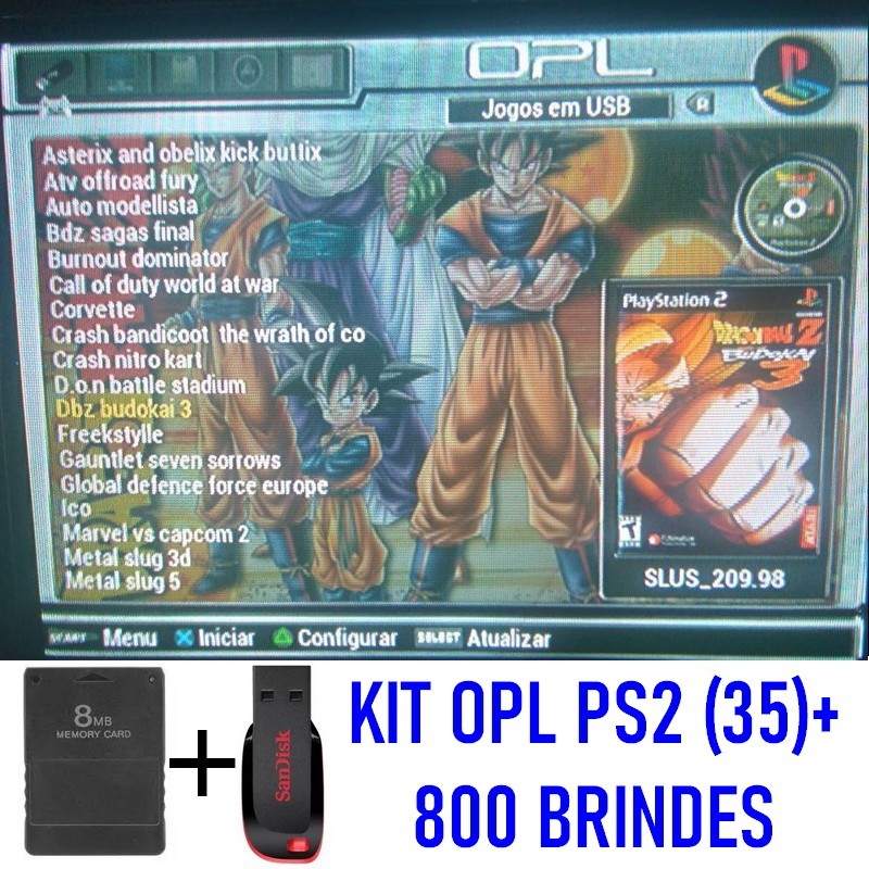 Kit Opl Pendrive + Memory card Ps2 35+600 Brindes Top! | Shopee Brasil