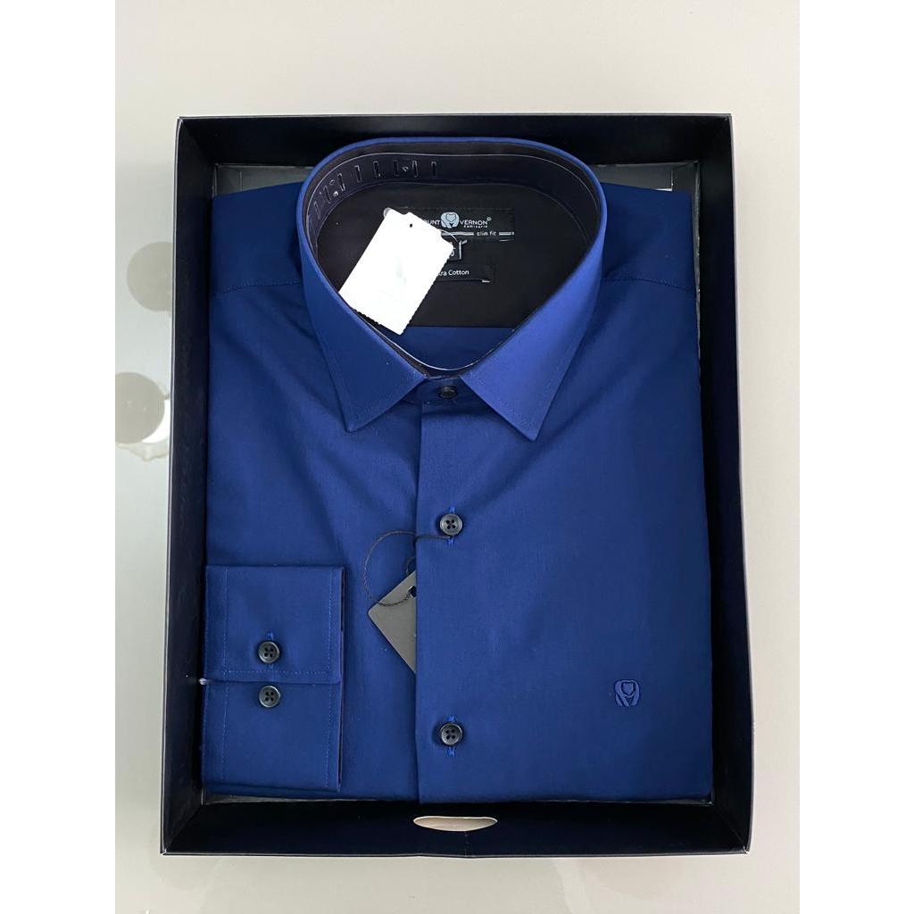 Camisa Social Masculina Mount Vernon Ref 3532720* Manga Longa Marinho Slin Fit | Shopee Brasil