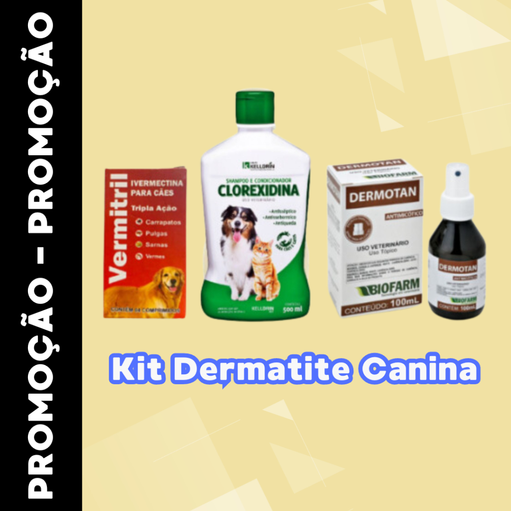 Kit Dermatite Canina Micose - Inclui Shampoo de Clorexidina Dermotan e ...