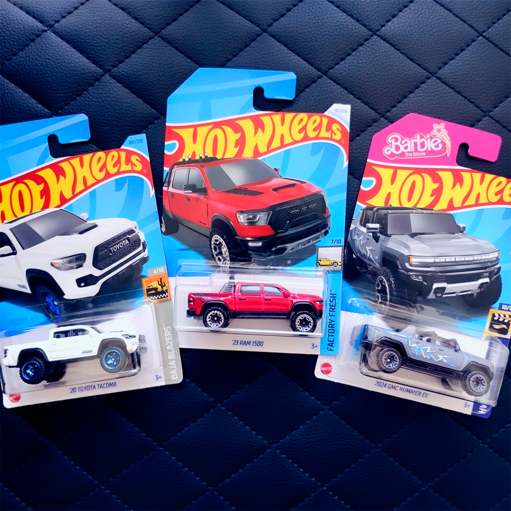Kit 3 Picapes Hot Wheels 2020 Toyota Tacoma, 2023 RAM 1500 e 2024 GMC ...