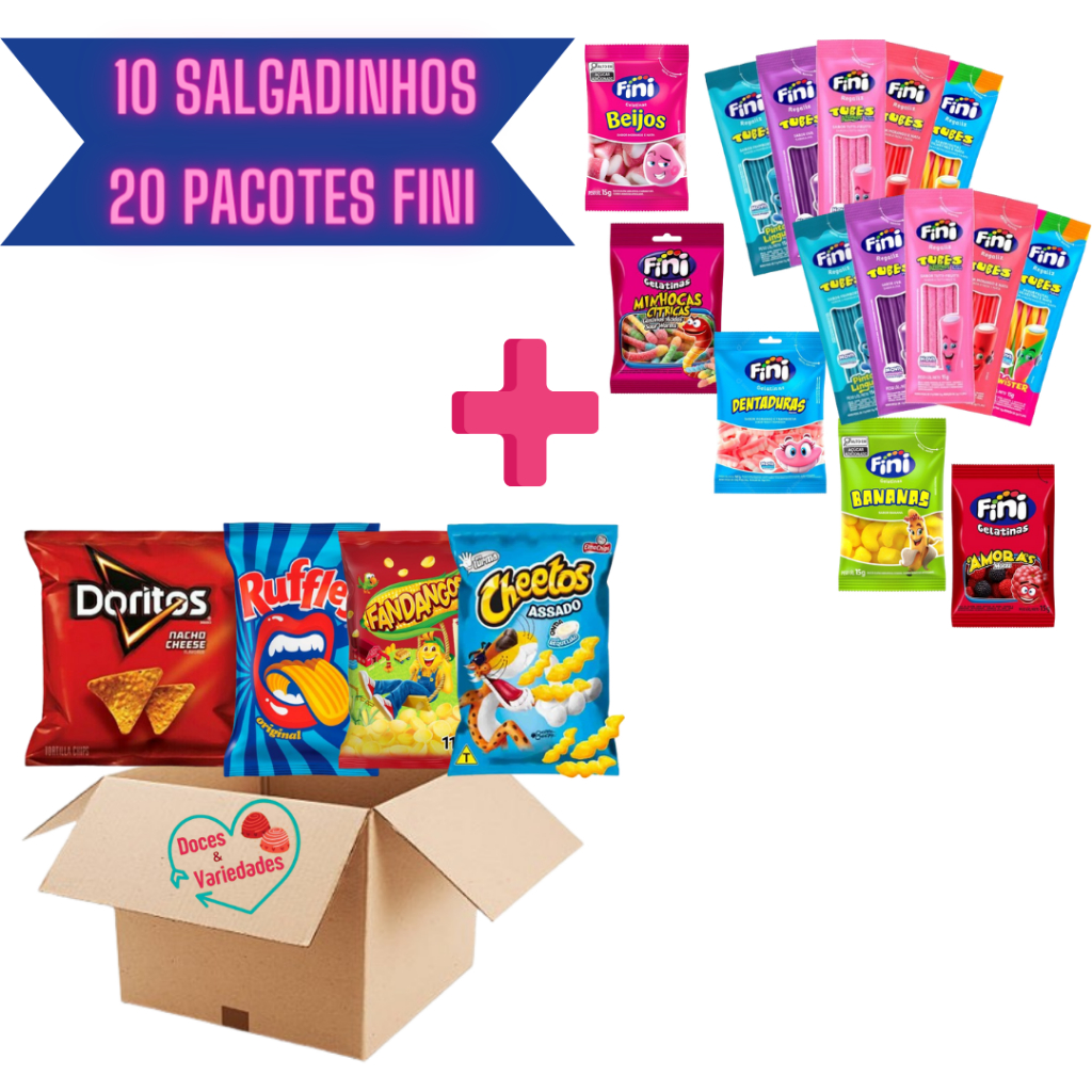 Kit Guloseimas 10 Salgadinhos Elma Chips + 20 Fini | Shopee Brasil