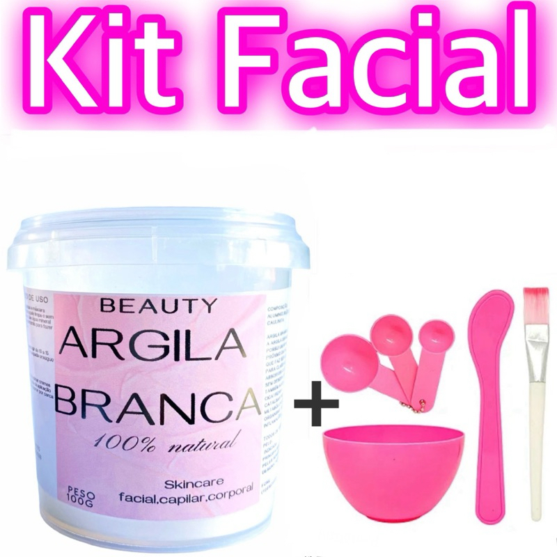 Argila branca facial com kit Skin Care | Shopee Brasil