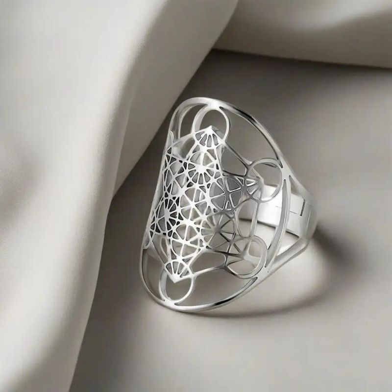Anel Metatron Aço Inoxidável Merkabah Hexagrama Tetragrammaton ...