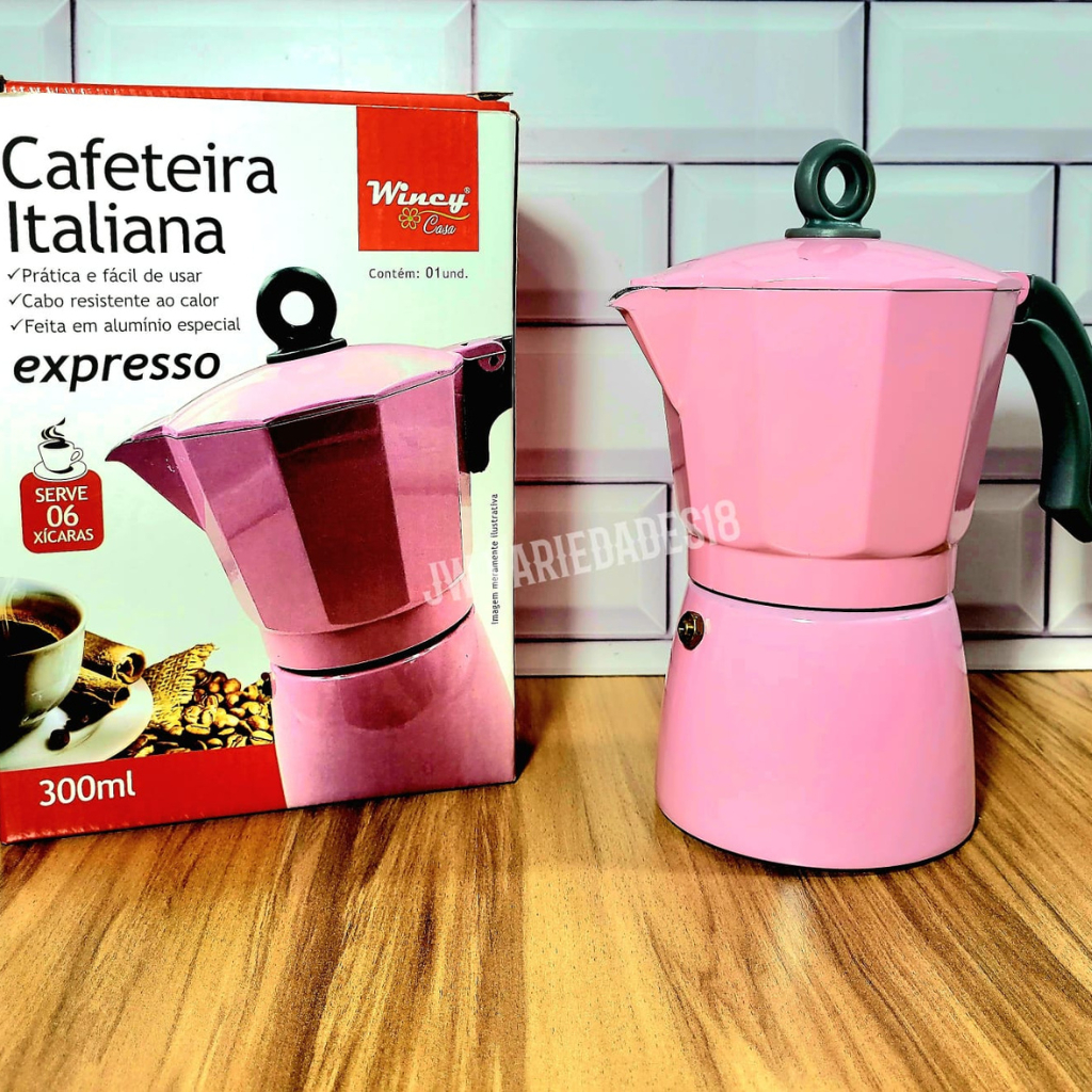 Cafeteira Italiana Individual 300ml Para 6 Xícaras Coffee Rosa | Shopee ...