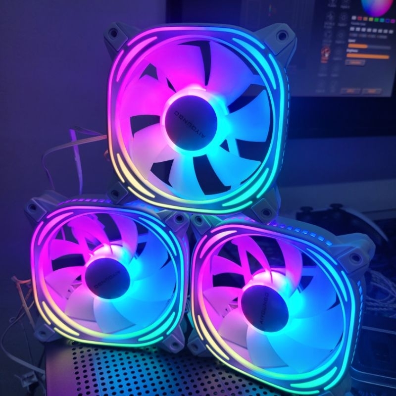 Fan Aigo Z12 Argb 5v + PWM com fluxo invertido (86,6cfm) Aurora Rgb ...