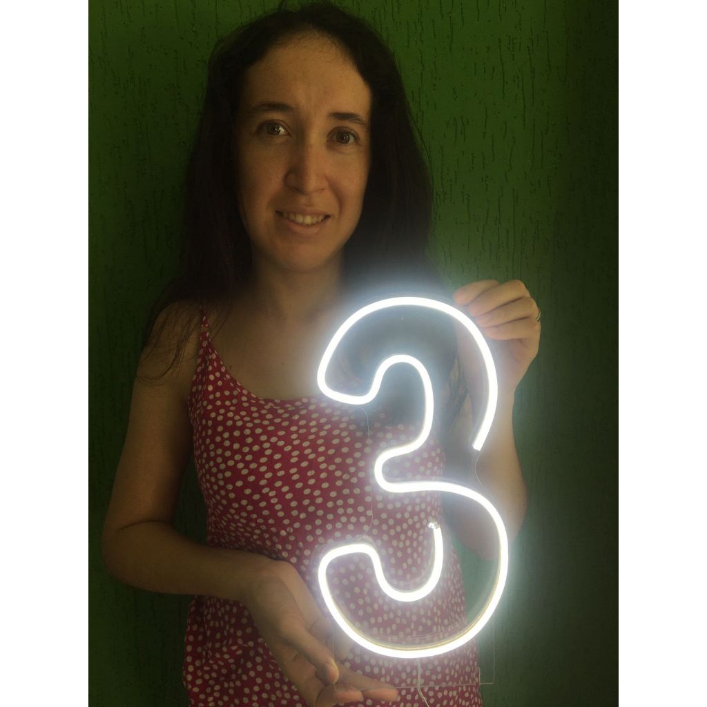 Numero 3 - Painel Led Neon 30cm de alt - fundo Transparente | Shopee Brasil