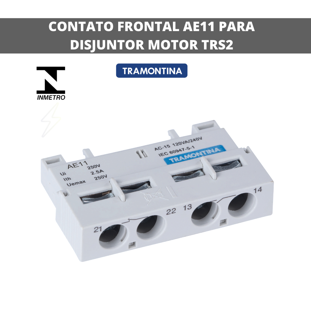 CONTATO FRONTAL AE11 P/DISJUNTOR MOTOR TRS2, PROD. EM TERMOPLASTICO C/COMP. METALICOS. | Shopee ...