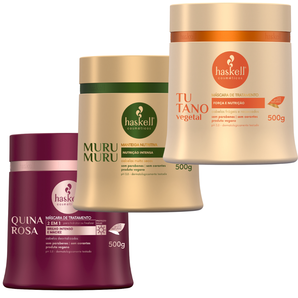 Kit Haskell Cronograma Capilar Quina Rosa Murumuru Tutano 500g | Shopee Brasil