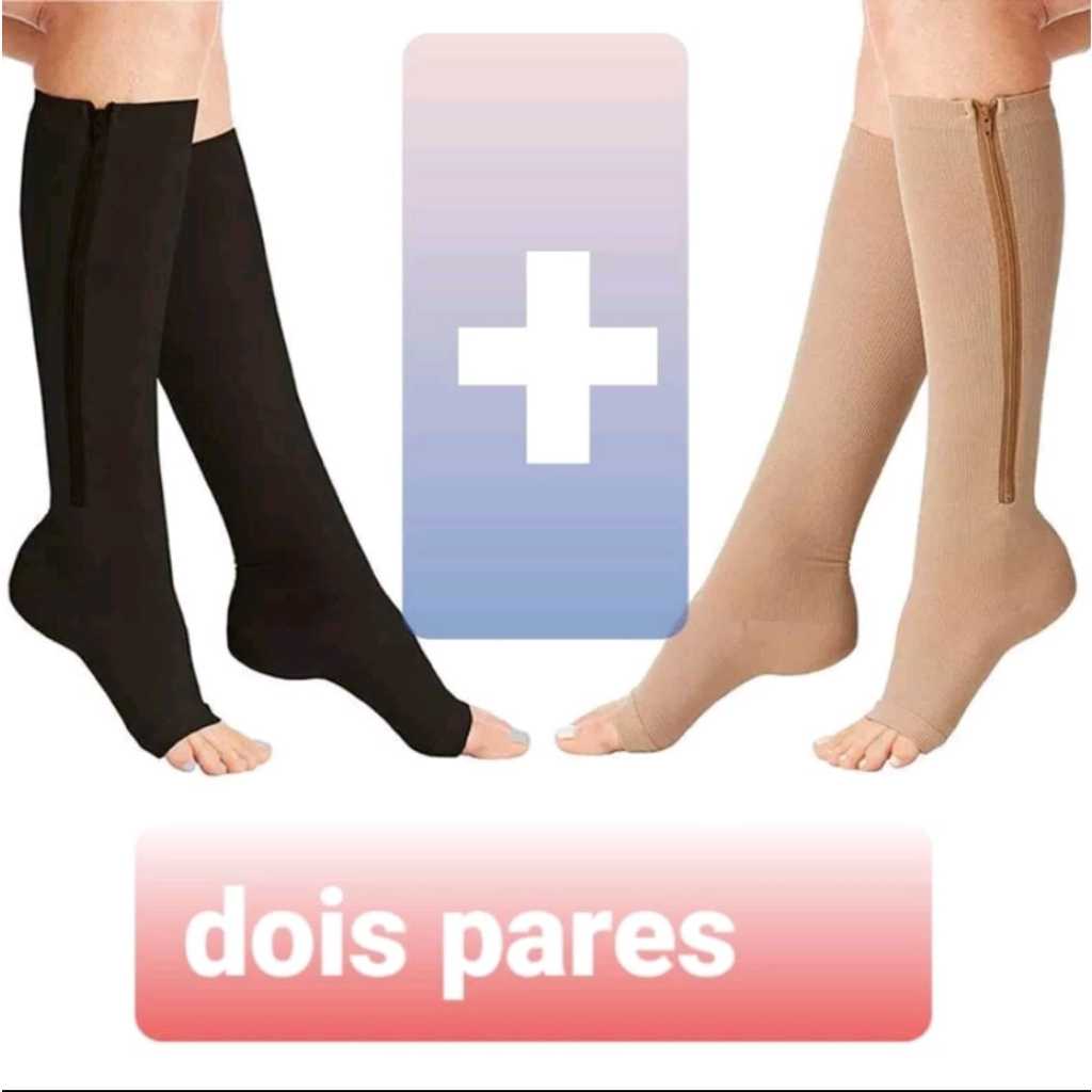 Kit 2 par de meia alta qualidade varizes dores nas pernas (Qualidade ...