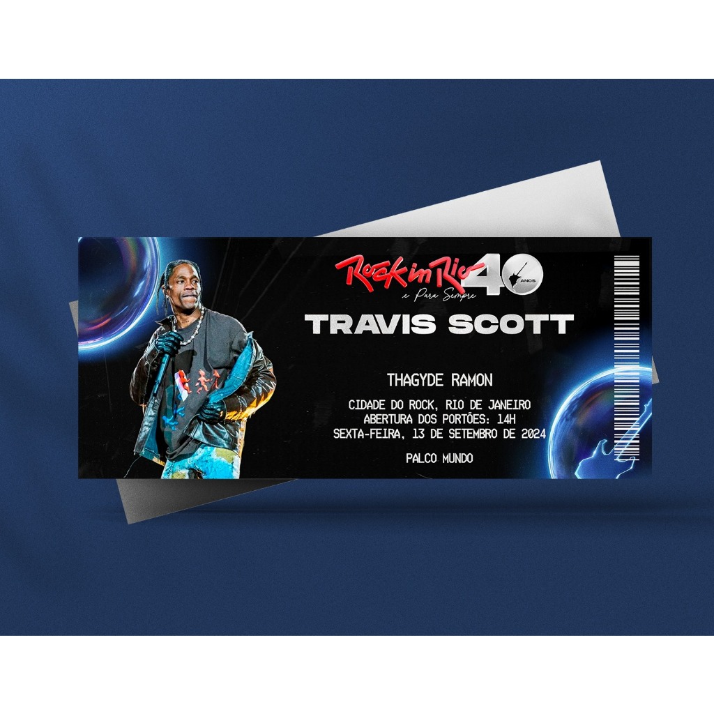 Ingresso Holográfico Personalizado Travis Scott - Rock in Rio 2024 - Se ...