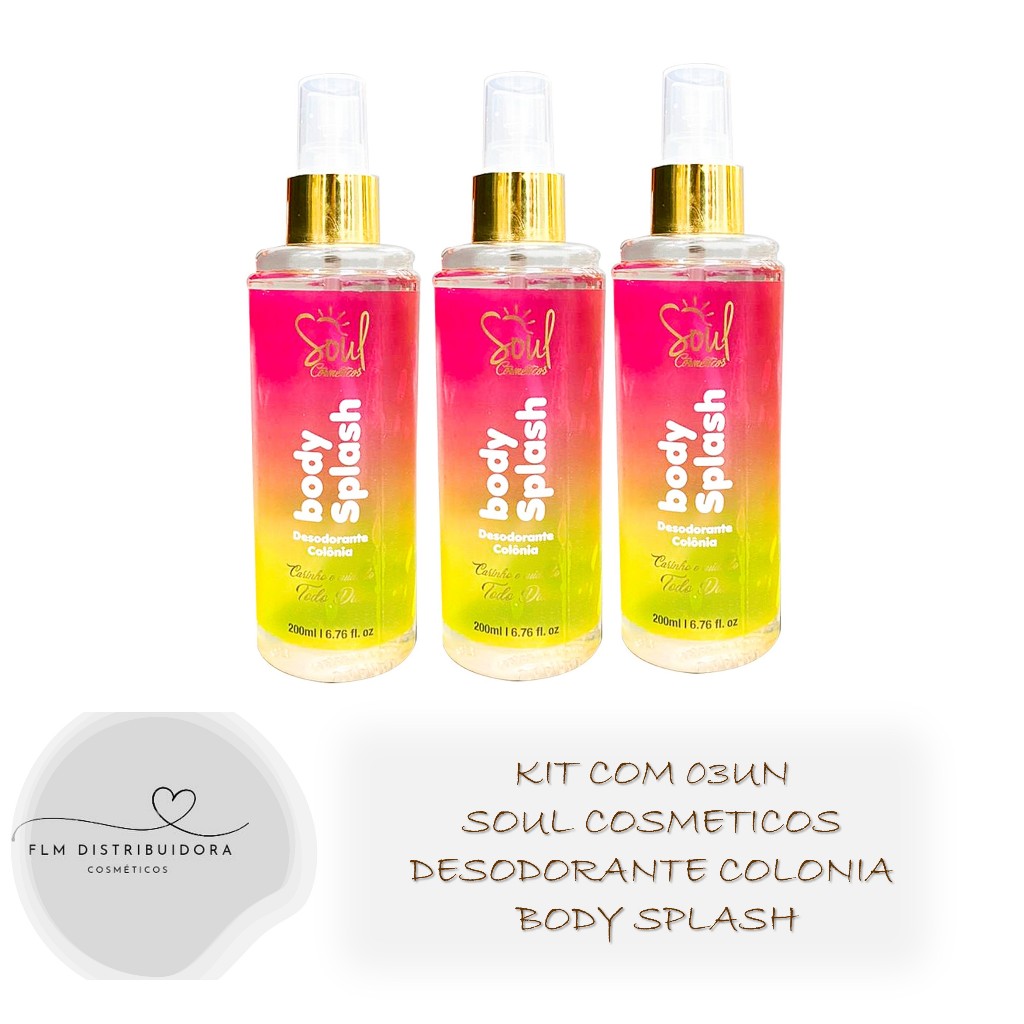 Kit com 03un Soul Cosmeticos Desodorante Colonia Body Splash 200ml | Shopee Brasil