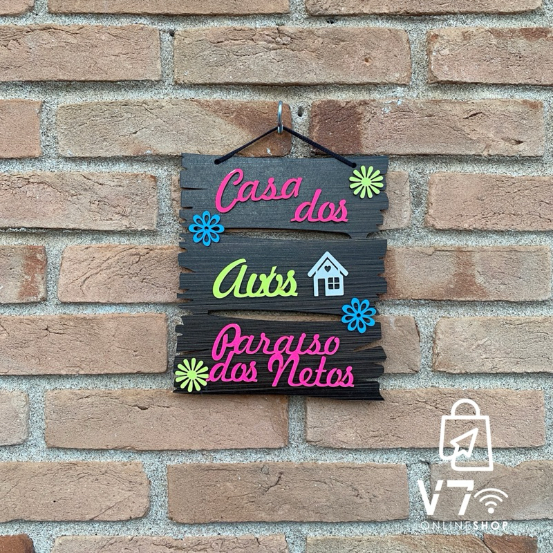 Placa Decorativa Neon Casa dos Avós Mdf De alto Relevo Com Corda de Sisal e Brilha no escur ...